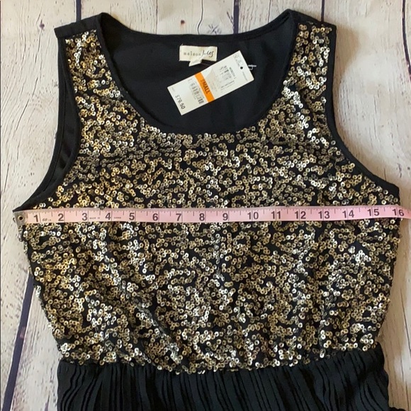 Maison Jules | Dresses | Maison Jules Gold Sequin Black Flowy Skirt ...